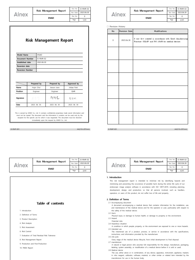 8-2 Risk Management Report | PDF | Risk | Medical Device