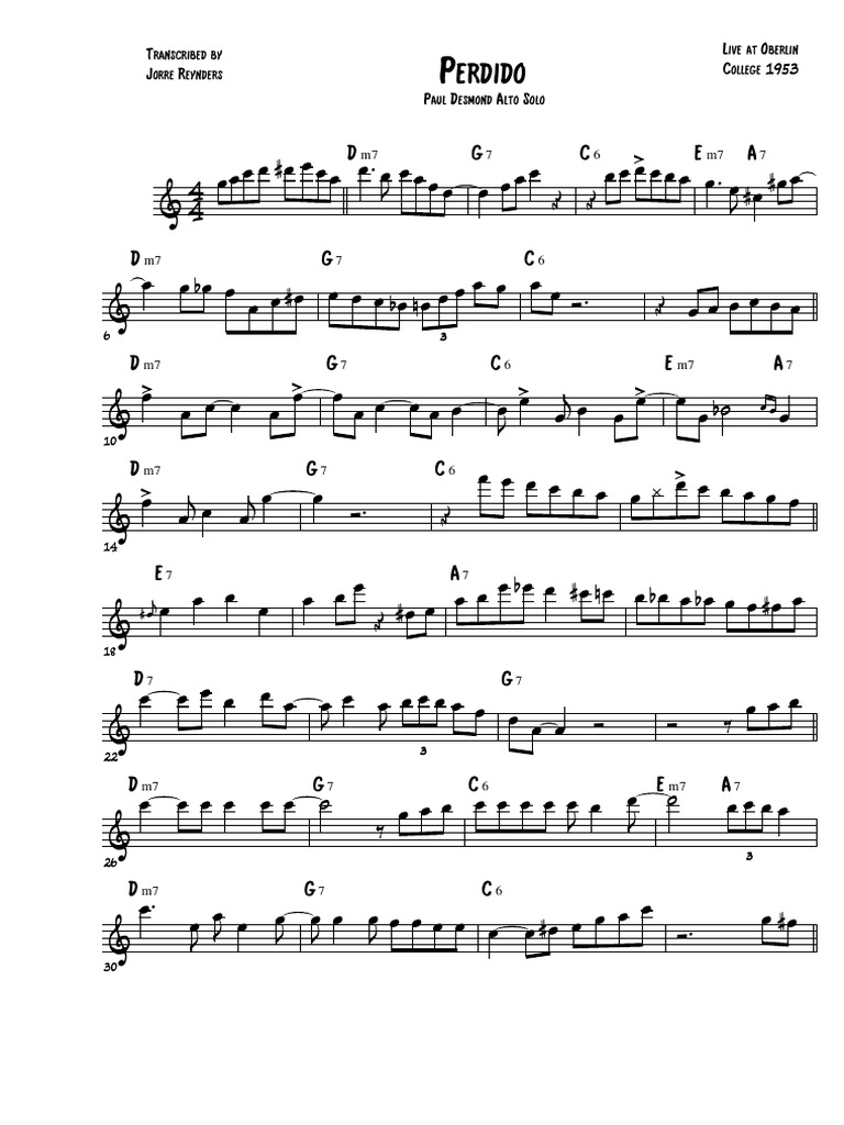 Perdido Desmond (Bb-Instruments) | PDF