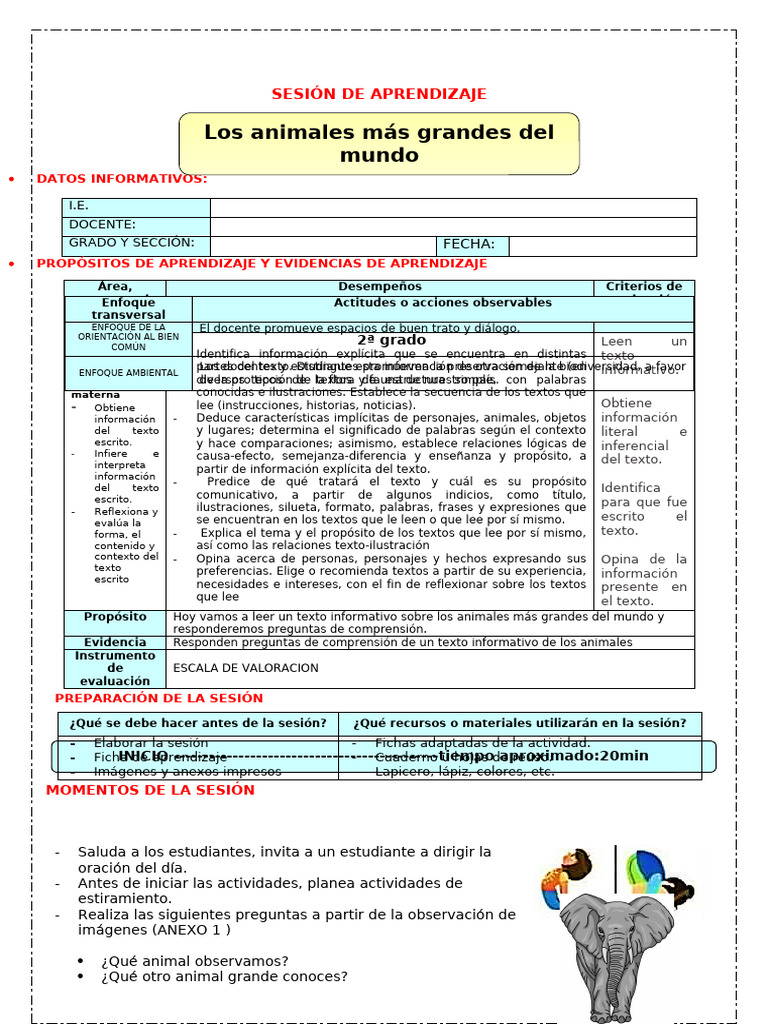 Plan Lector Los Animales Màs Grandes Del Mundo 998591174 | PDF ...