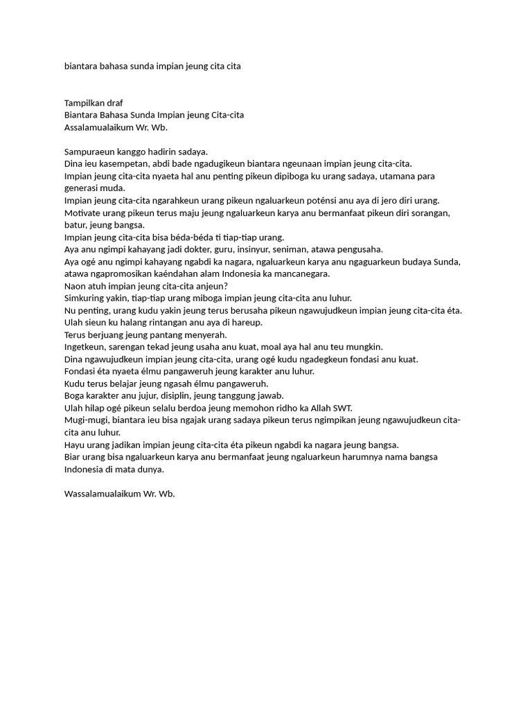 Biantara Bahasa Sunda | PDF