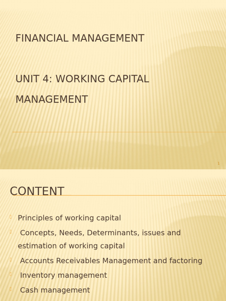 Financial Management | PDF | Working Capital | Credit
