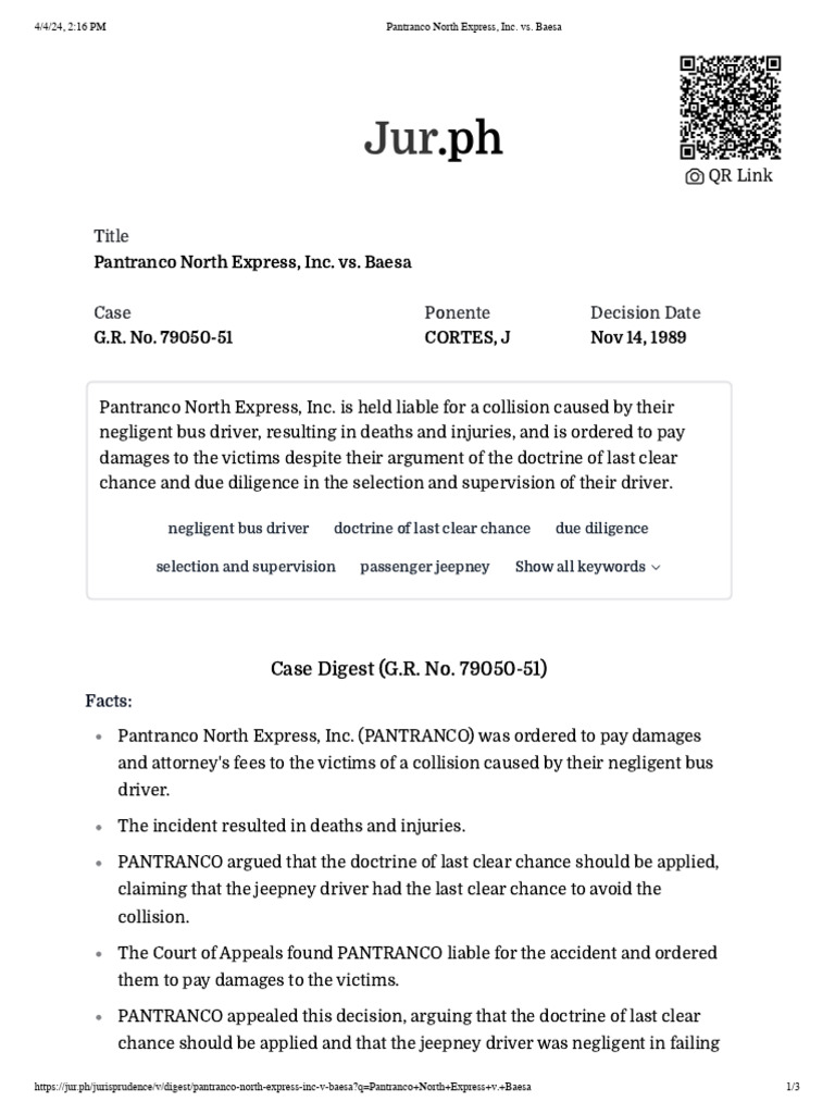 Pantranco North Express, Inc. vs. Baesa | PDF | Negligence | Damages
