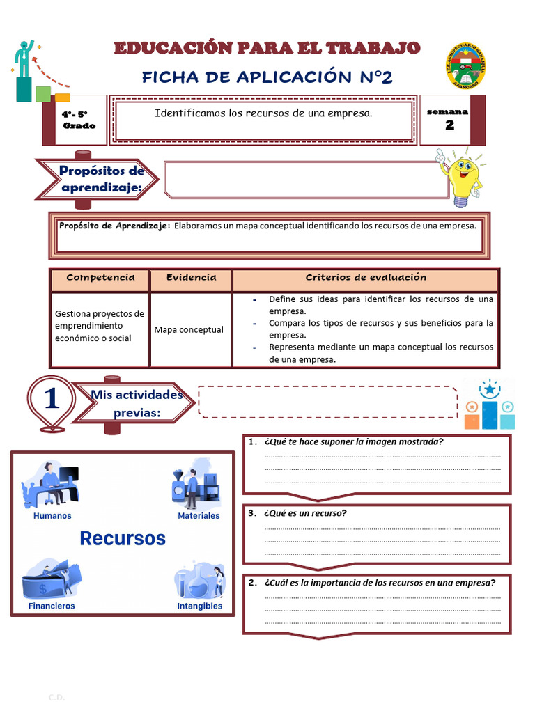 5° FICHA DE APLICACIÓN-SESIÓN2-SEM.2-EXP.5-EDUCACIONPARA EL TRABAJO | PDF | Business | Economias