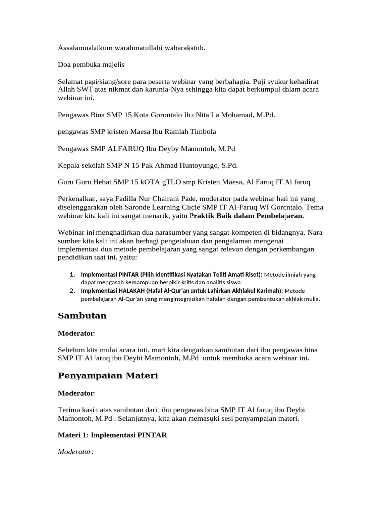 Skrip Moderator | PDF