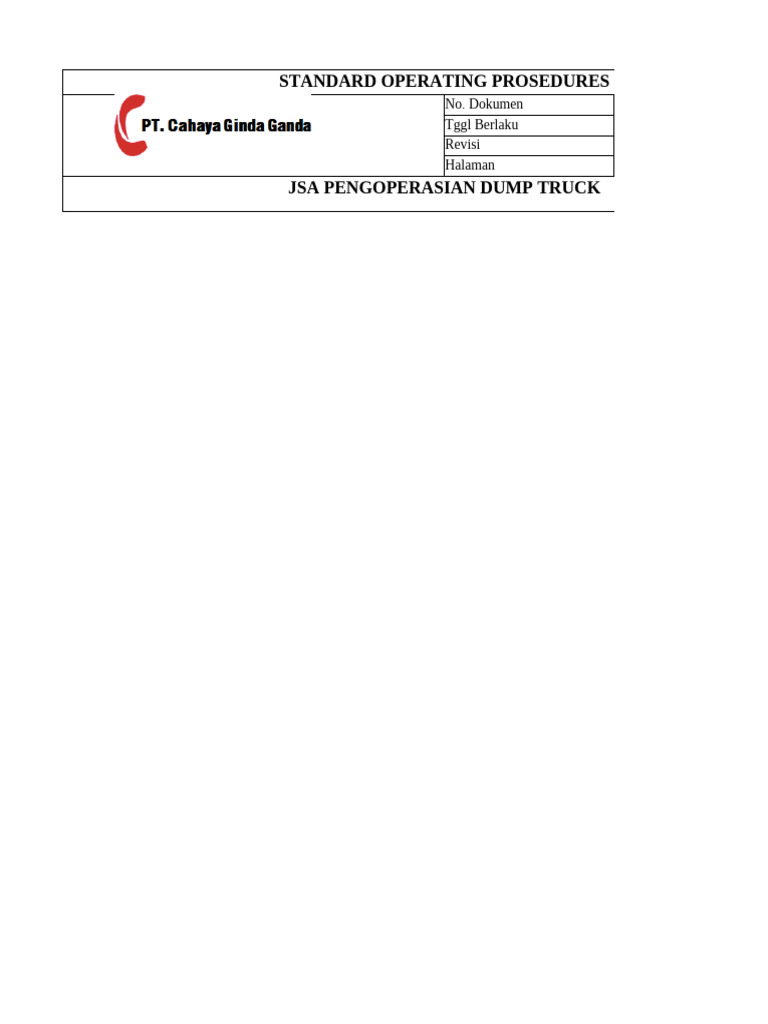 JSA Pengoperasian Dump Truck 2023 | PDF