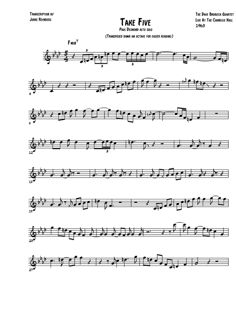 Take Five (Bb-Instruments) | PDF