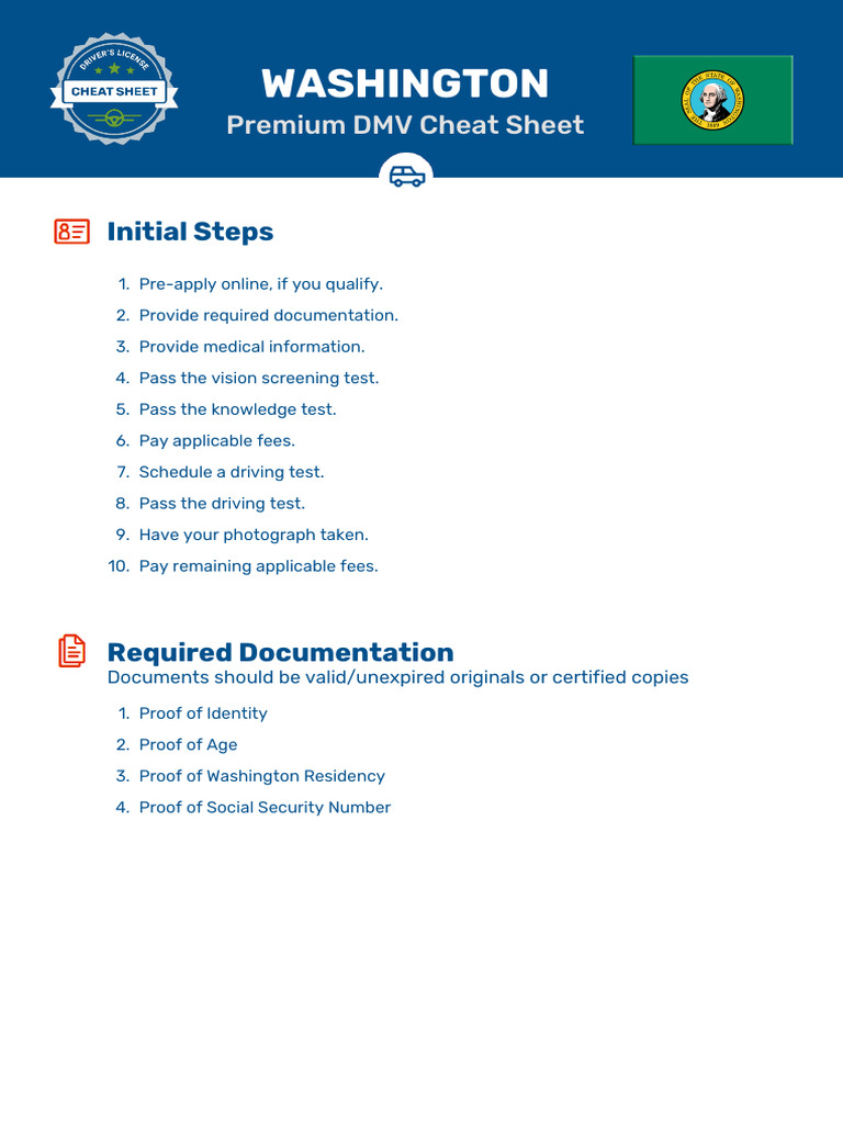 DMV Cheat Sheet Washington en Car Premium | PDF | Traffic | Traffic Light