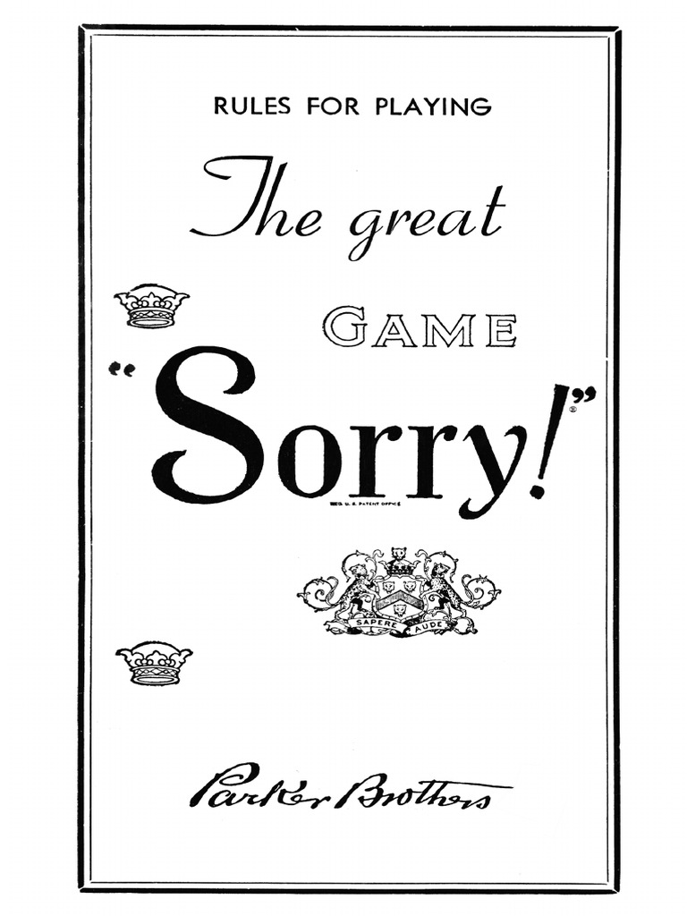 Sorry Rules 2023 | PDF | Card Games | Tabletop Games