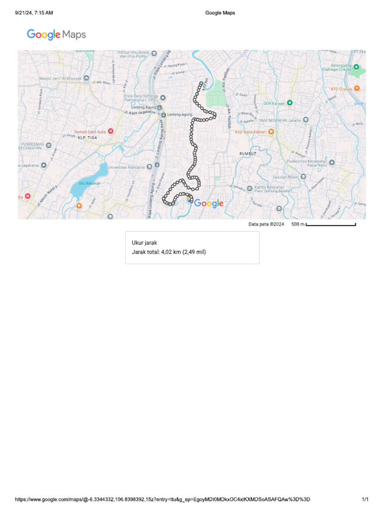 Peta Dari Saung Bambon Ke Kedung Gede Kurleb 4 KM Ditempuh Dengan ...