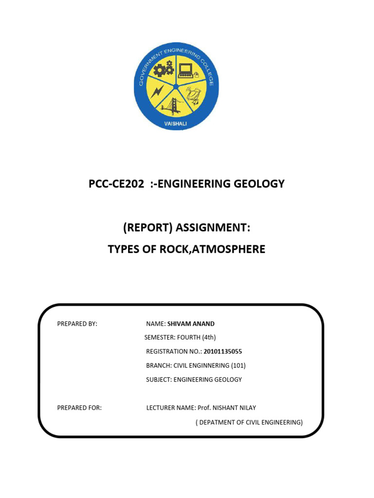 Shivam Anand Geology Assignment | PDF | Rock (Geology) | Atmosphere Of Earth