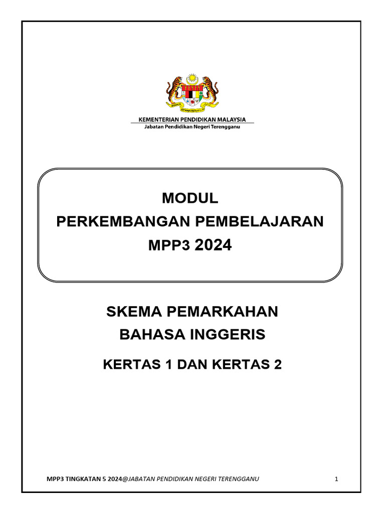 Terengganu Trial 2024 P1 & P2 (Answer Scheme) | PDF | Vocabulary | Applied Linguistics