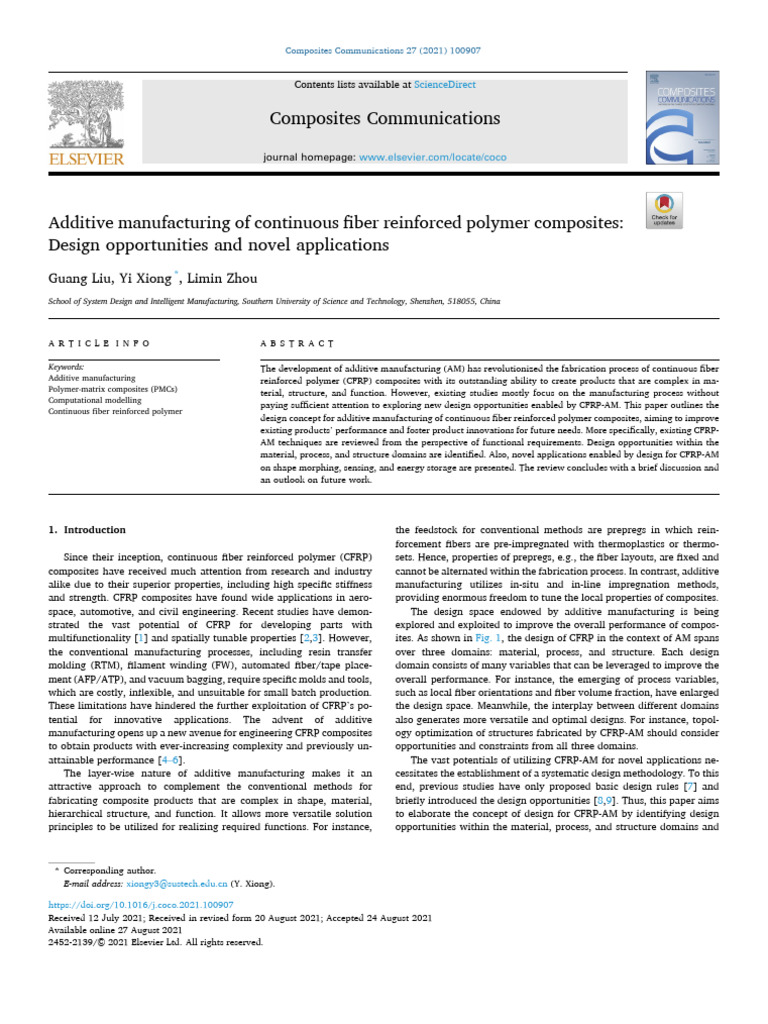Additive Manufacturing of Continuous Fiber Reinforced Polymer ...