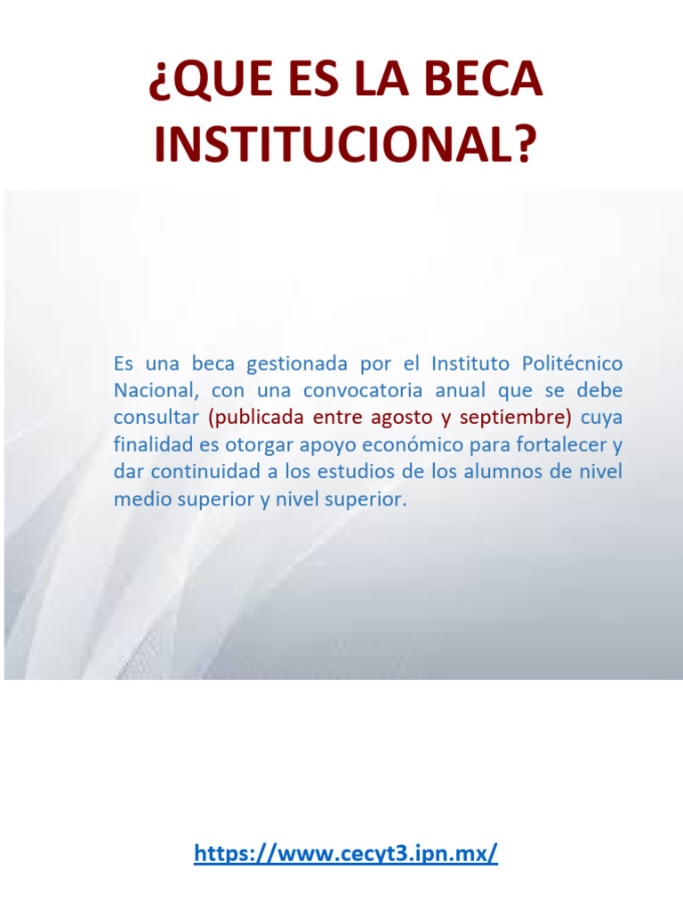 Que Es La Beca Institucional y Benito Juarez | PDF