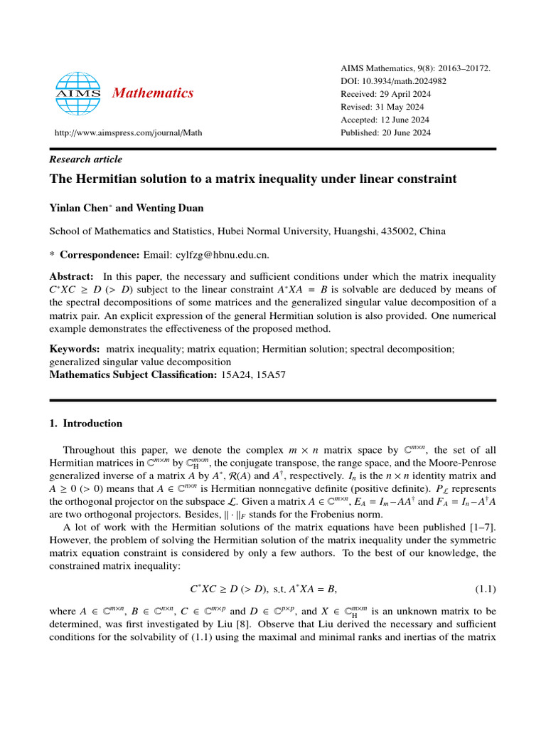 10.3934_math.2024982 | PDF | Matrix (Mathematics) | Matrix Theory