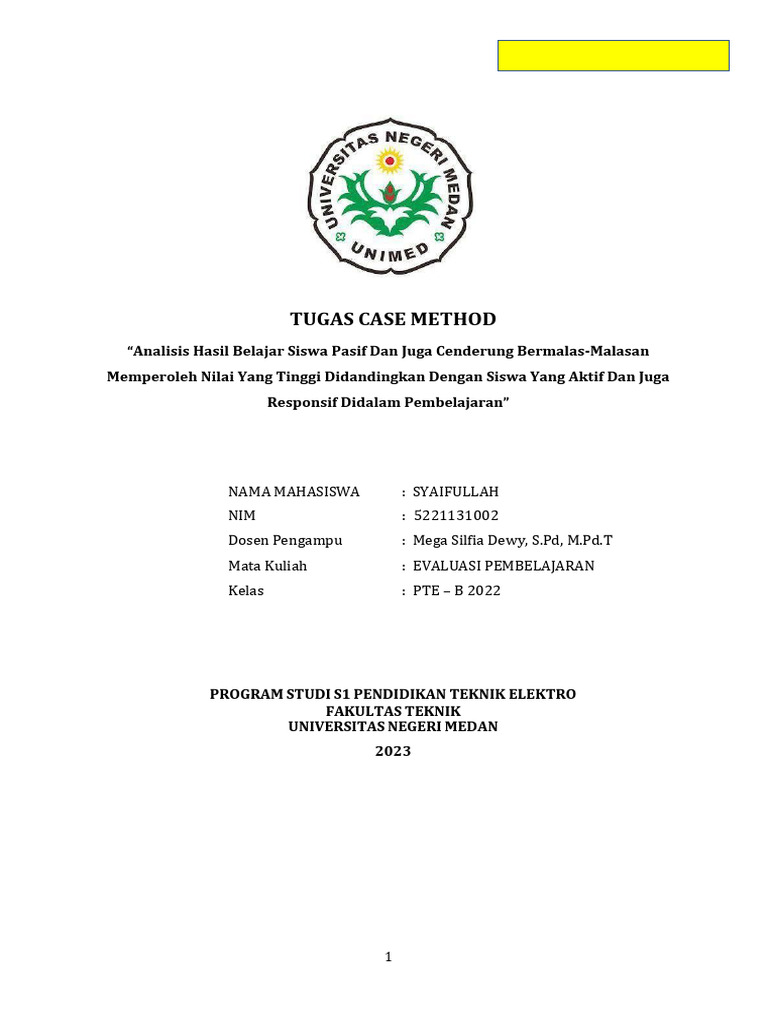 CASE METHOD_EVALUASI PEMBELAJARAN | PDF