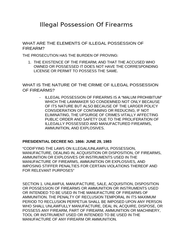 Illegal Firearm Possession Laws Explained | PDF | Firearms | Projectile ...