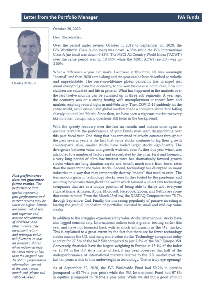 IVA Funds Performance Review 2020 | PDF | Stock Market Index | Investing
