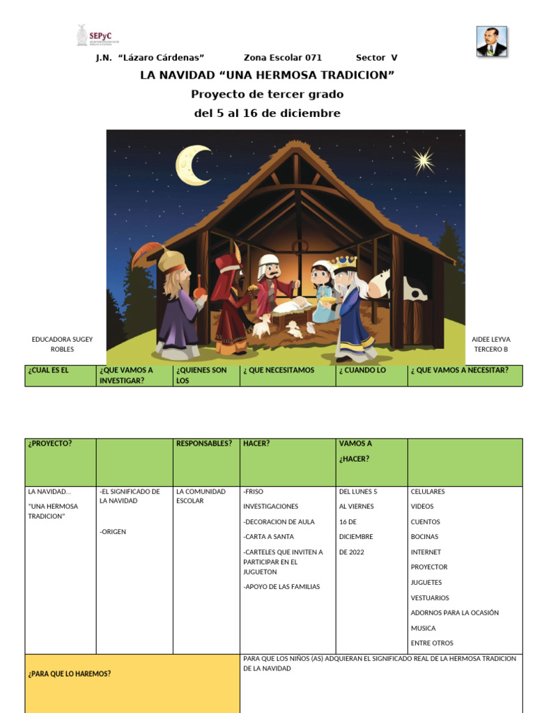 Proyecto La Navidad Una Hermosa Tradicion Mtra Sugey 3b | PDF | Navidad ...