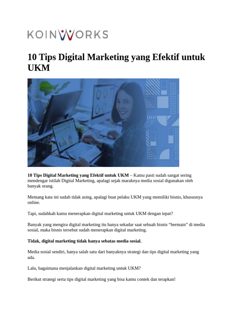 10 Tips Digital Marketing untuk UKM | PDF
