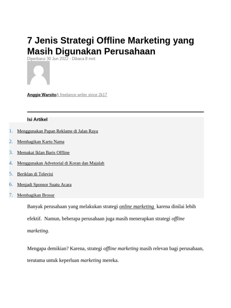 7 Jenis Strategi Promosi Offline Marketing Yang Masih Digunakan ...