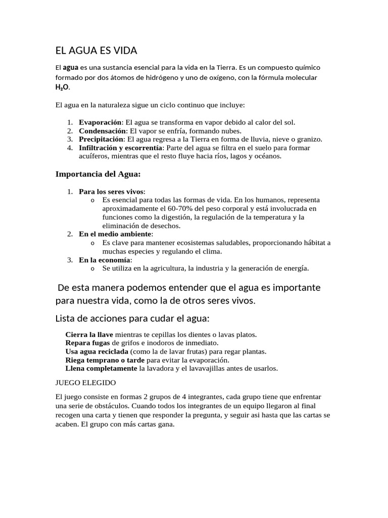 El Agua Es Vida | PDF