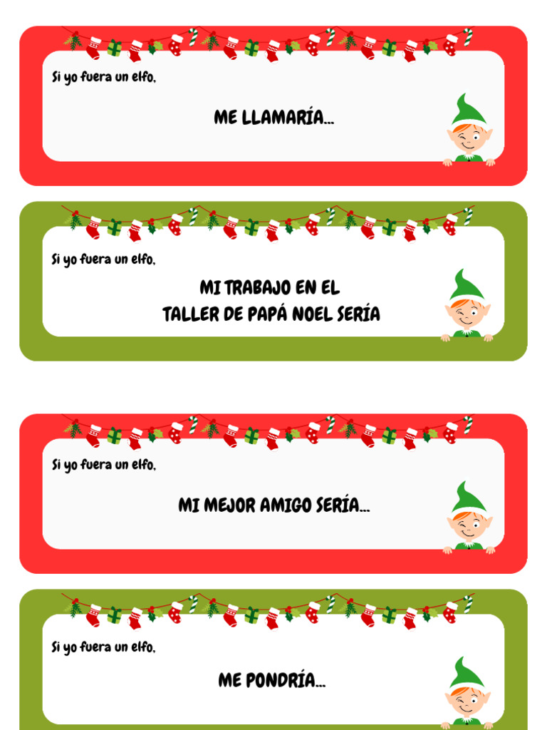 Tarjetas Si Yo Fuera Un Elfo | PDF