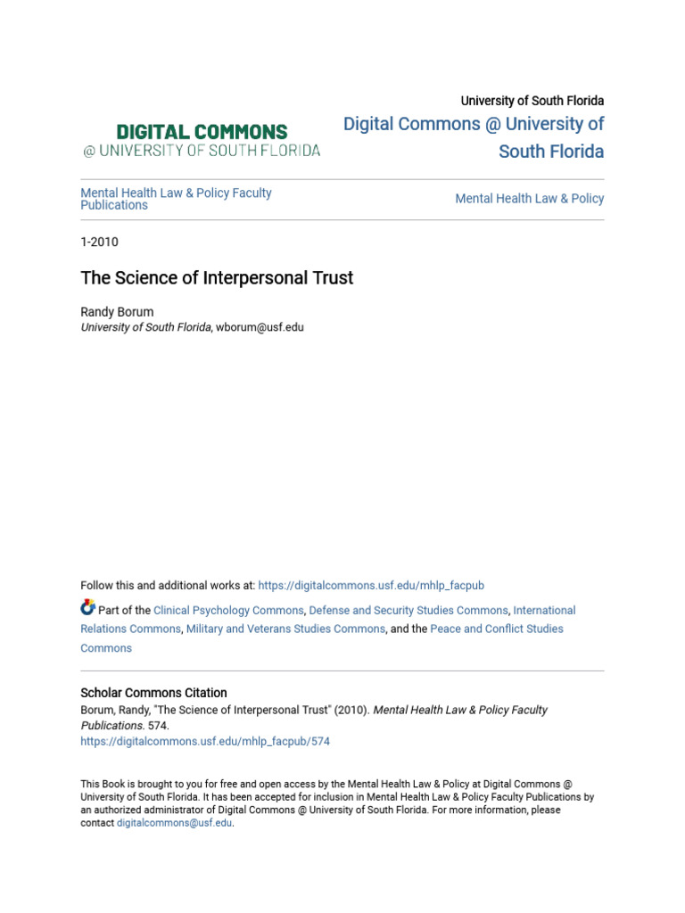 The Science of Interpersonal Trust Author Randy Borum | PDF ...