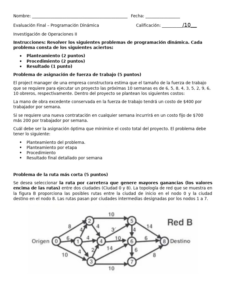 Evaluación Final de Programación Dinámica | PDF