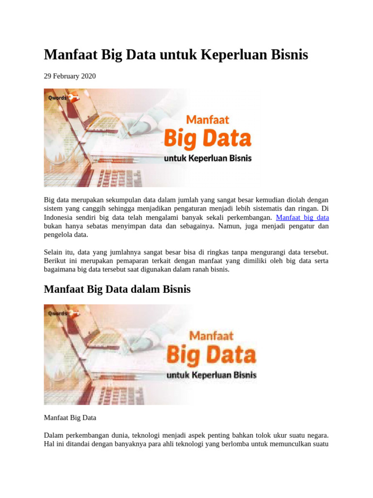 Manfaat Big Data untuk Bisnis Modern | PDF