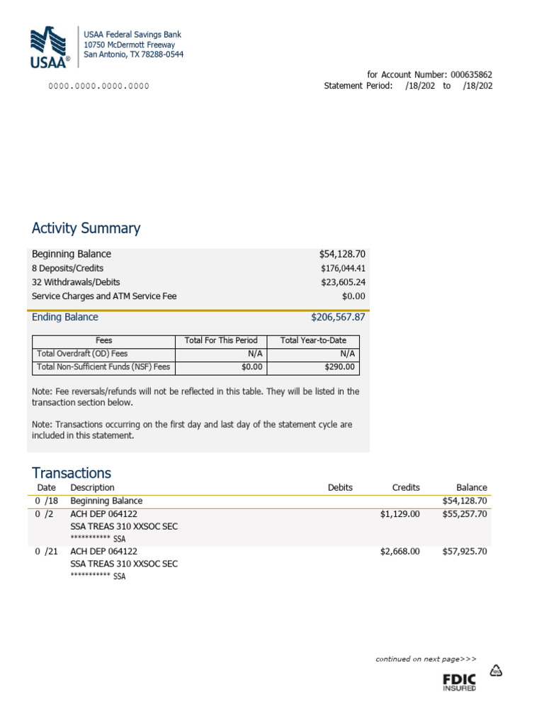 USAA Classic Checking Statement Summary | PDF | Transaction Account ...