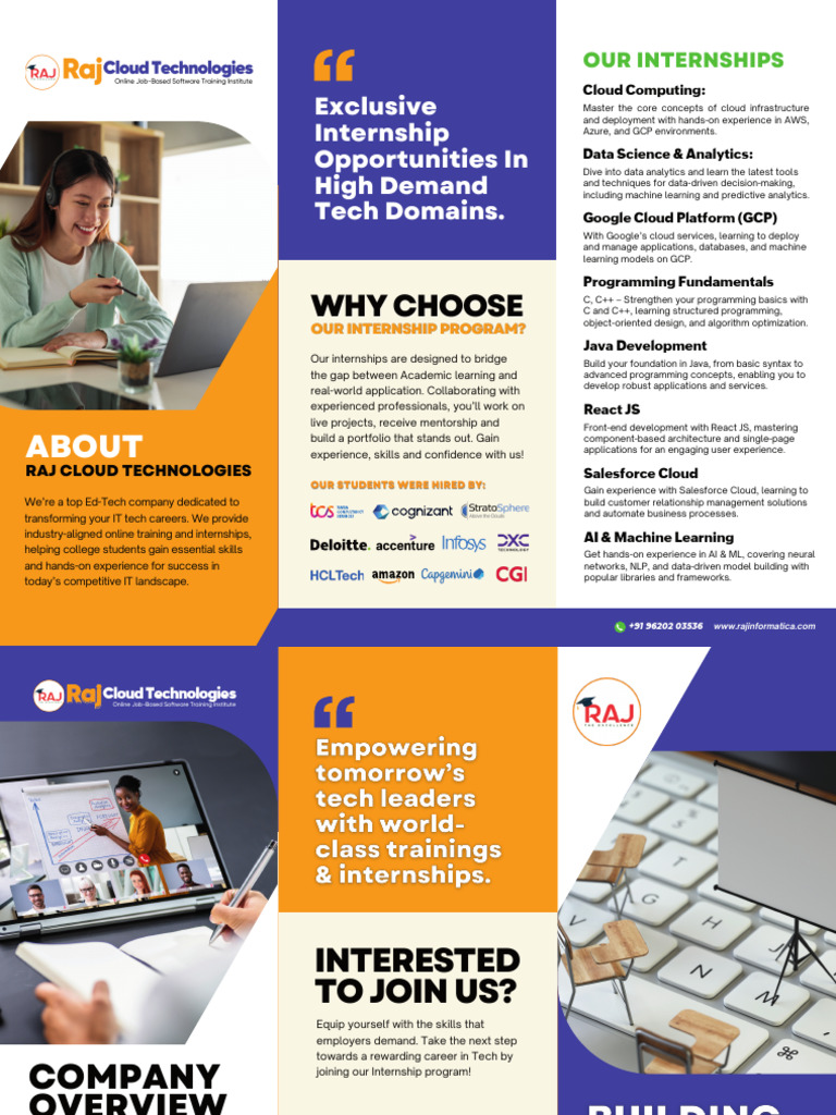 Raj Cloud Technologies Internship Brochure | PDF | Cloud Computing | Machine Learning