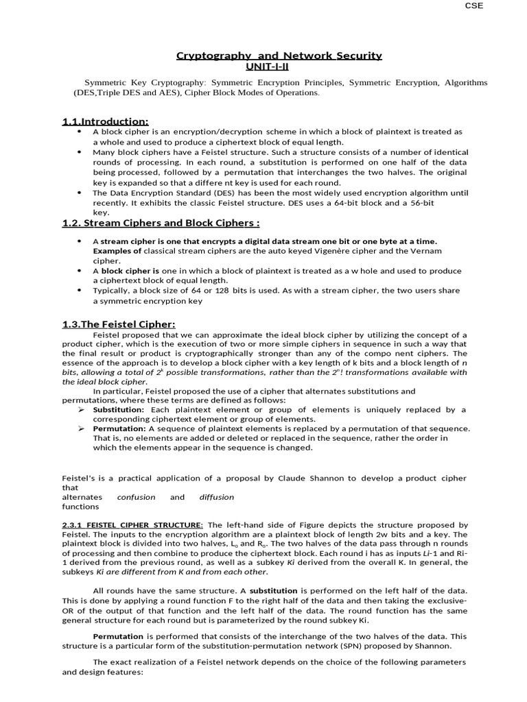 Unit-1-Ii CNS (2023-24) (Updated) | PDF | Cipher | Encryption