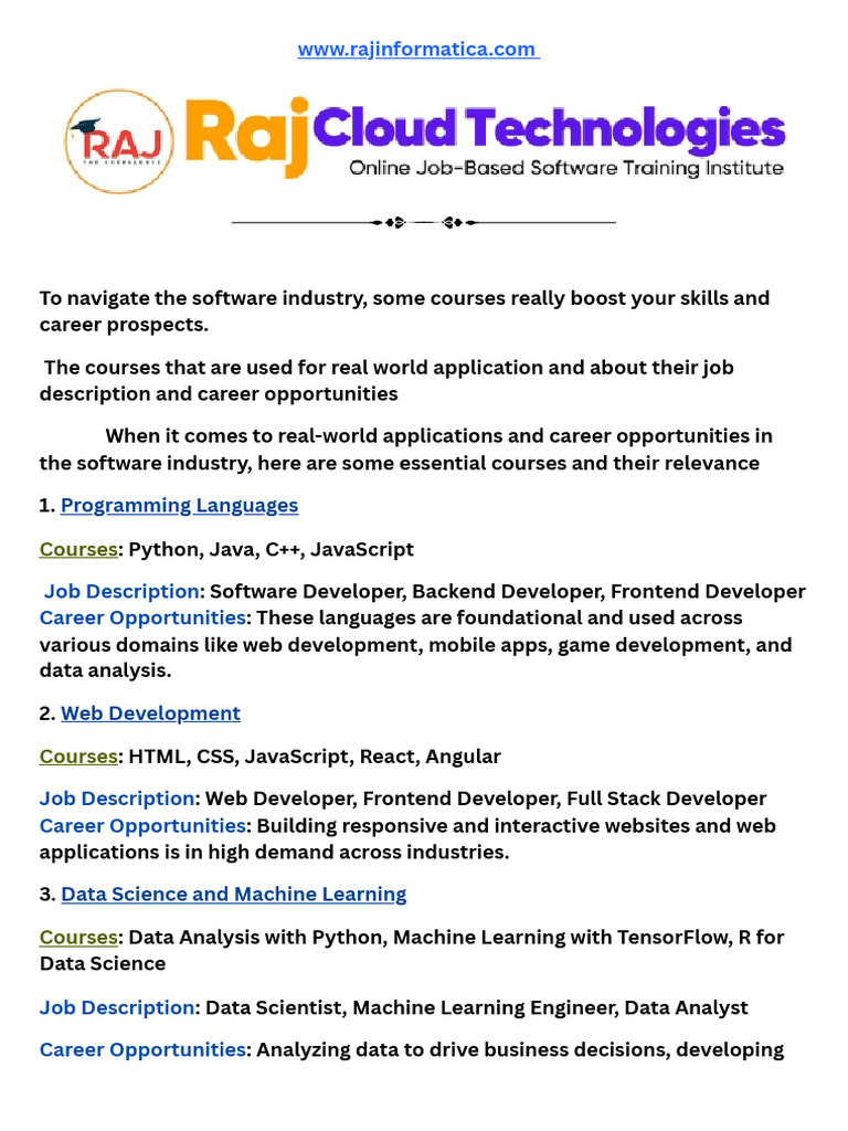 Raj Cloud Technologies Internship Career Opportunities | PDF | Web ...