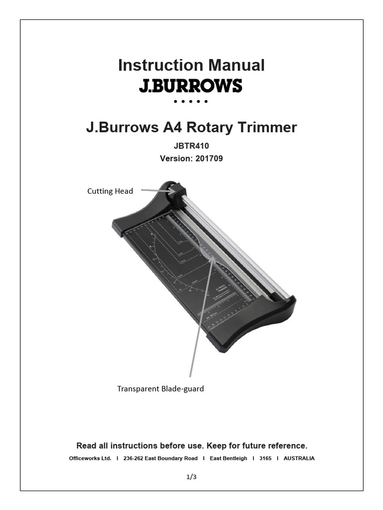 J.Burrows A4 Rotary Trimmer Guide | PDF | Paper