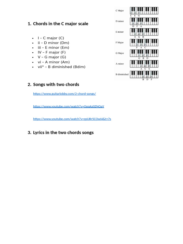 Chords in The C Major Scale | PDF