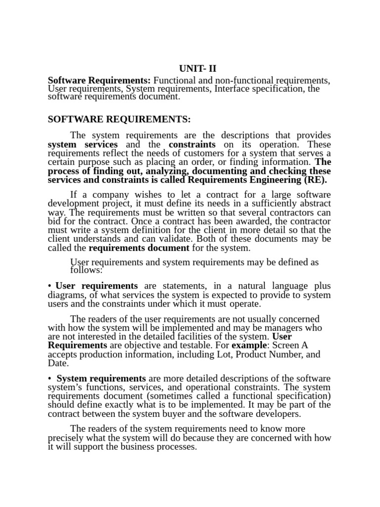 Software Engineering UNIT-II (As Perv IT-Syllabus) | PDF | System ...