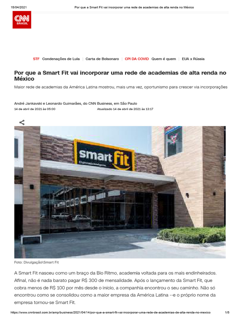 Texto_SmartFit_Incorporao_Rede_Mexicana | PDF | Brasil | México