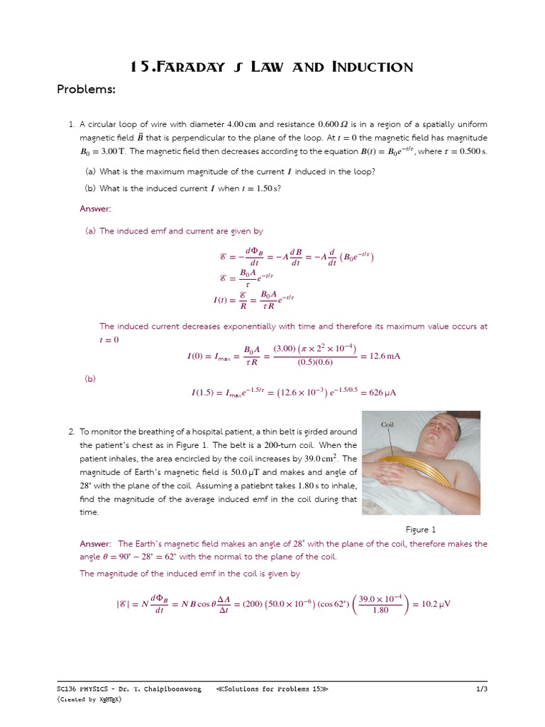 Problems 15FaradaysLawAndInduction Solutions | PDF | Electromagnetic Induction | Inductor