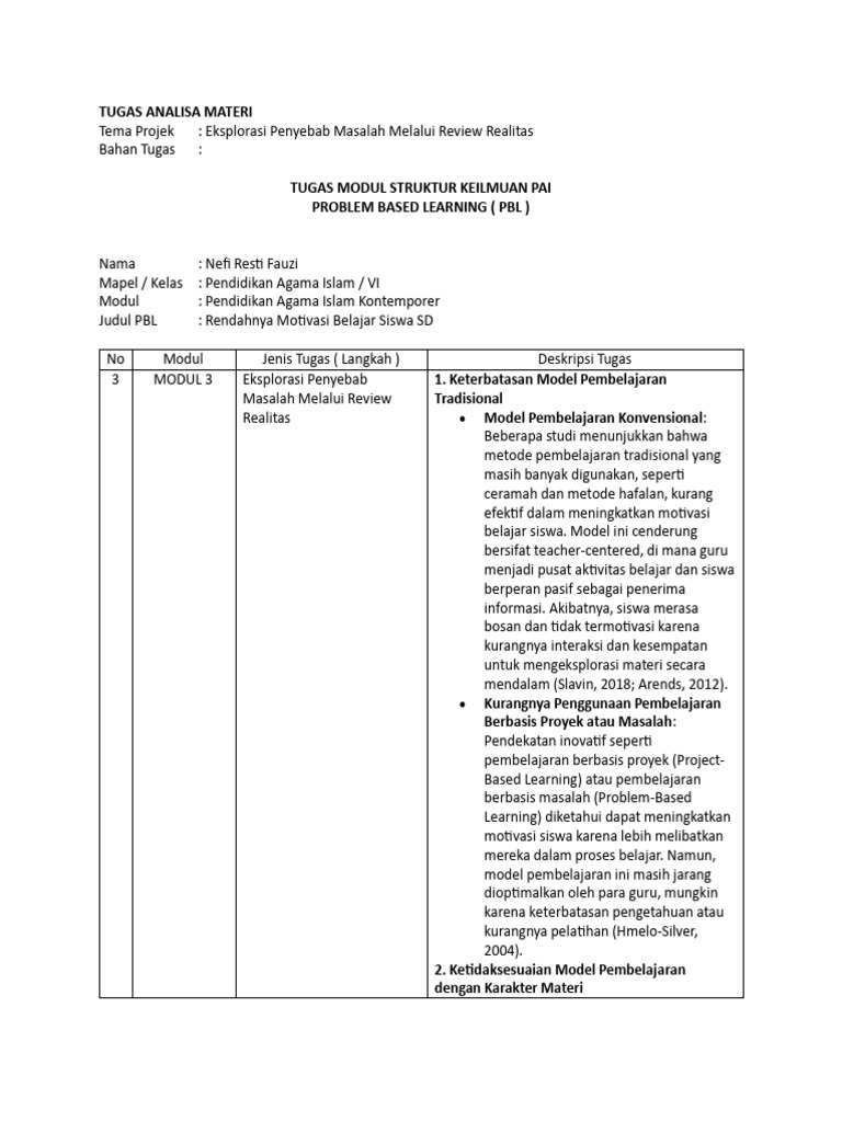 Tugas PBL Modul 3 Pai Kontemporer | PDF