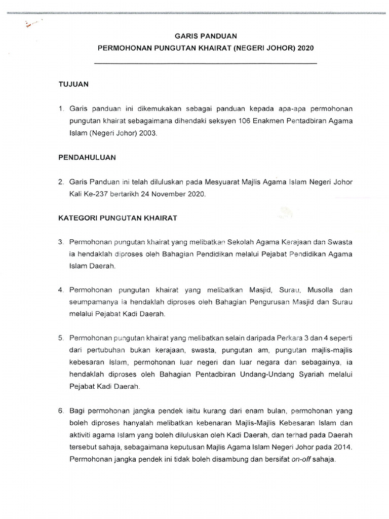 GP Permohonan Pungutan Khairat Negeri Johor | PDF