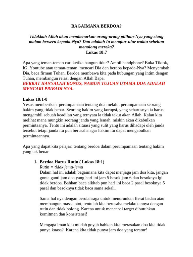 Week2.bagaimana Berdoa | PDF