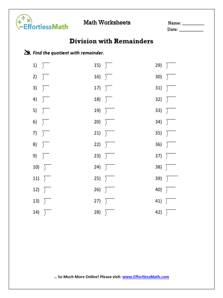 Division With Remainders | PDF | Division (Mathematics) | Abstract Algebra