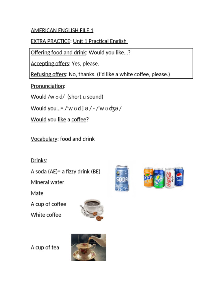 Unit 1 Practical English P 11 Would You Like... - Beginner Level | PDF