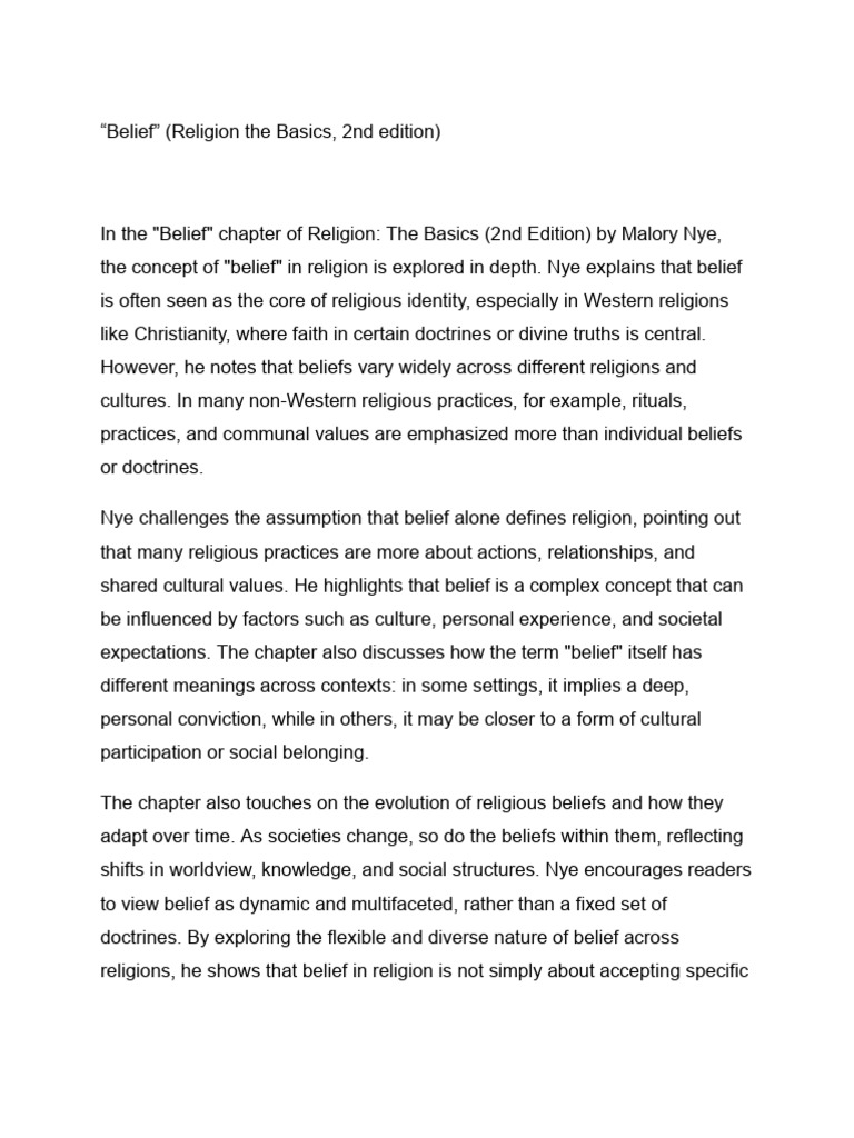 "Belief" (Religion The Basics, 2nd Edition) | PDF