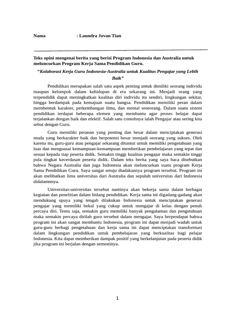 Teks Opini Profesi Kependidikan | PDF