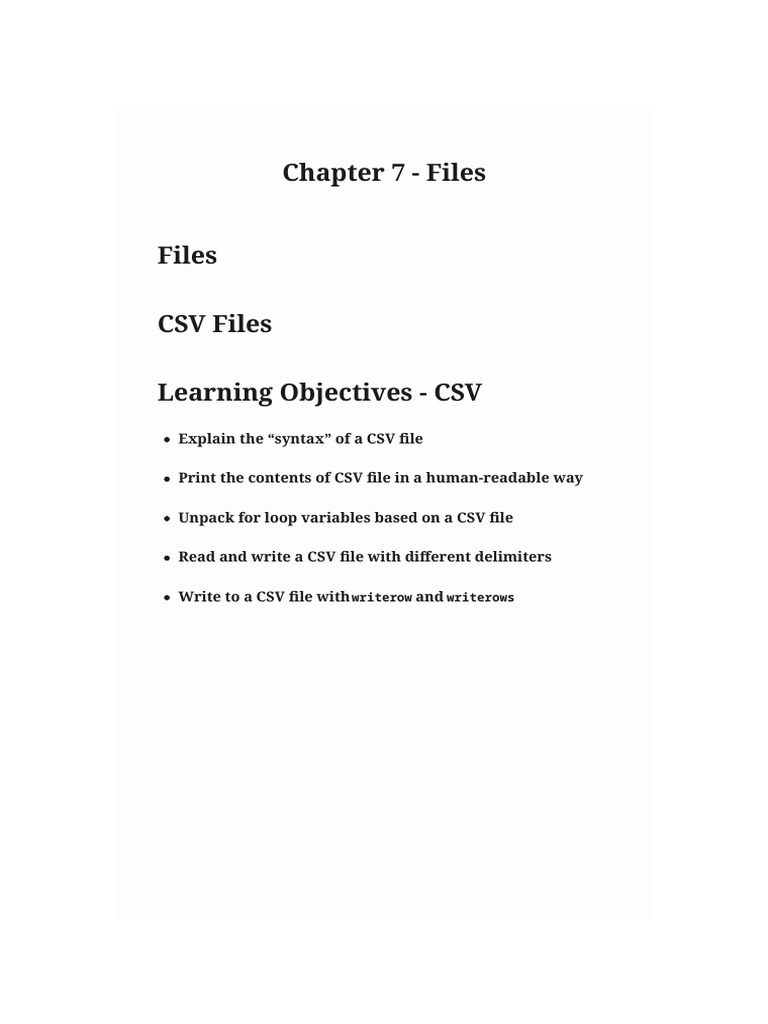 03 - 01 - Csv-Files-Lesson-Notes-Optional-Download - Files - CSV Files ...