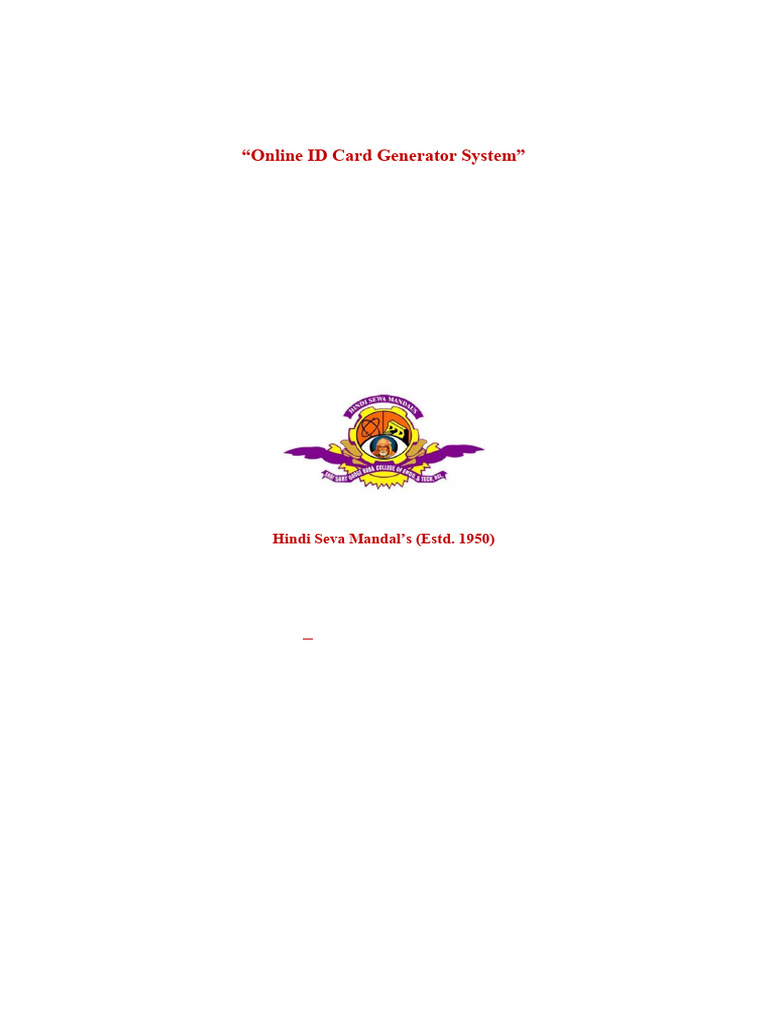 Online ID Card Generator System Report | PDF | Html | Html Element