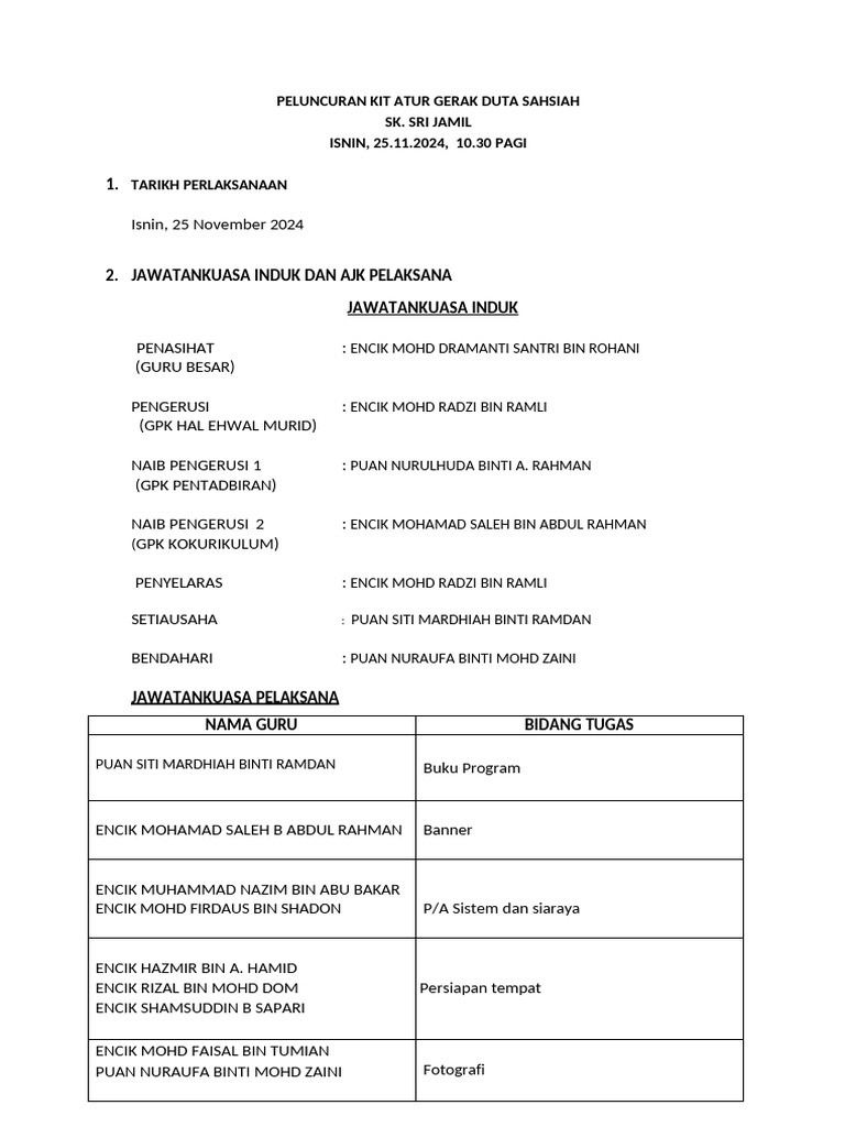 Peluncuran Kit Atur Gerak Duta Sahsiah 2024 | PDF