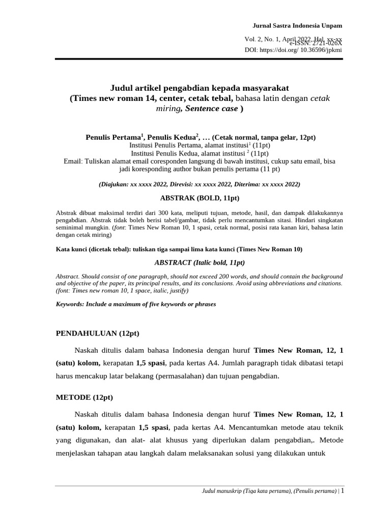 Template Jurnal Atau Prosiding Standar | PDF