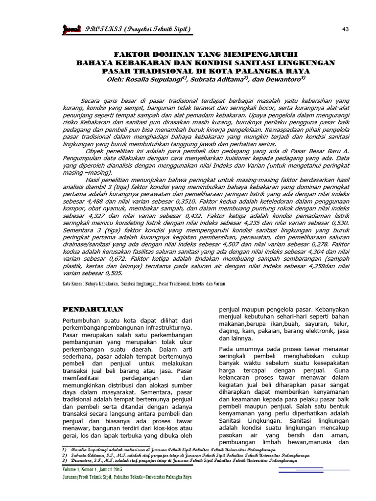 FAKTOR DOMINAN YANG MEMPENGARUHI BAHAYA KEBAKARAN DAN KONDISI SAsNITASI ...
